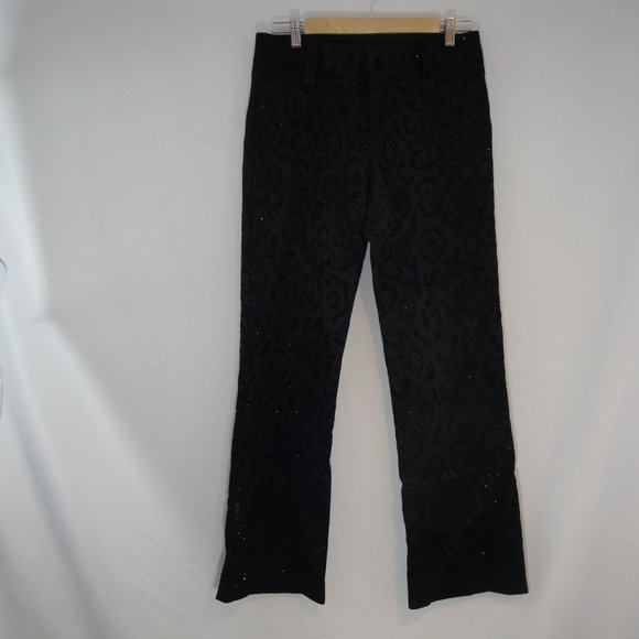 Cache | Pants & Jumpsuits | Cache Pants 6 Black Raised Velvet Animal ...